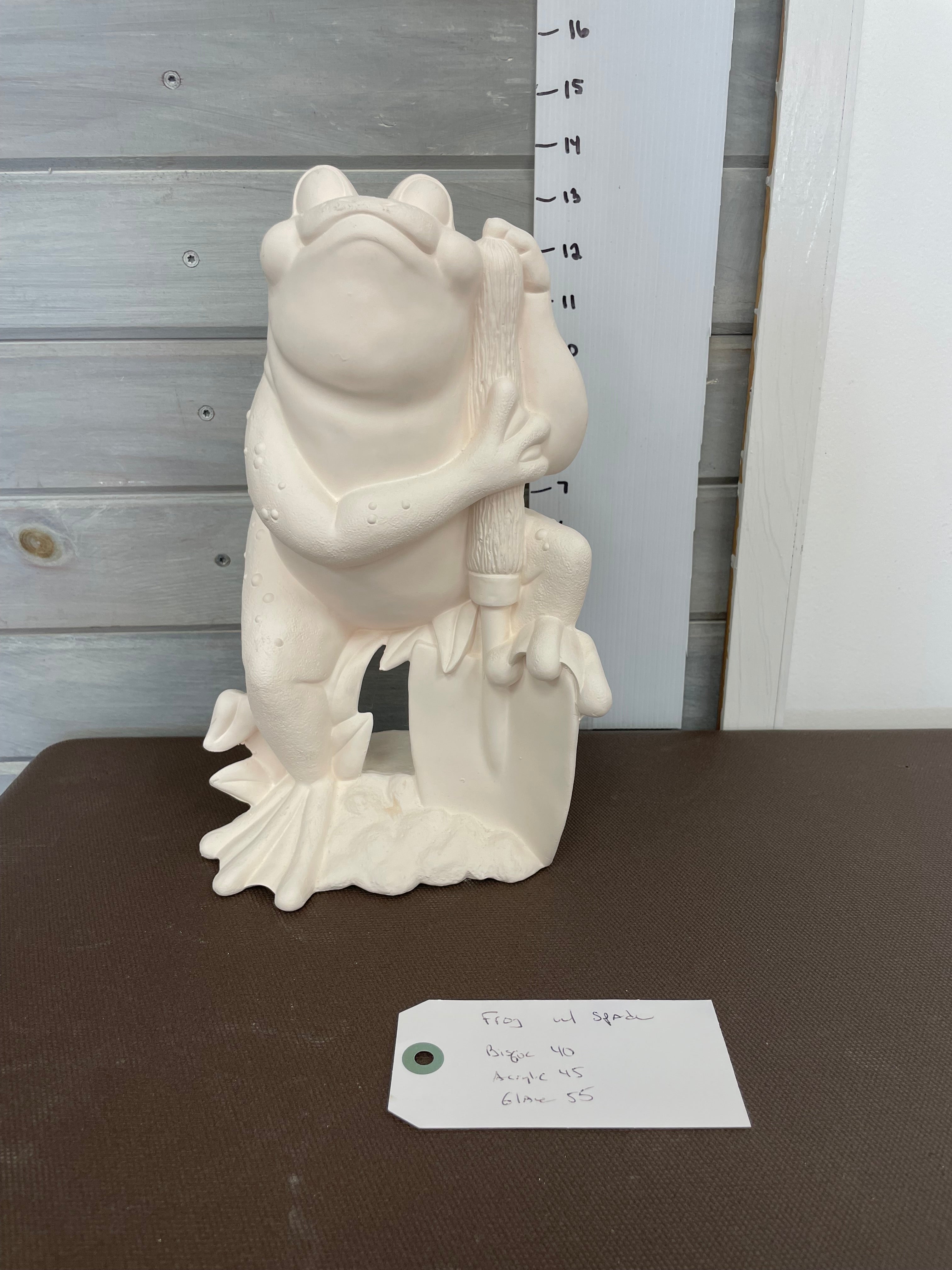 Frog w/ Spade – A and L All Fired Up Ceramics